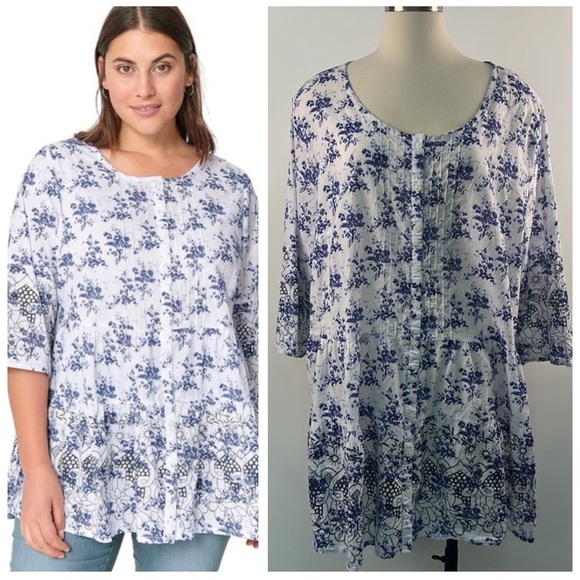 ellos | Tops | Ellos Tunic Decorated With A Springfresh Floral Print ...